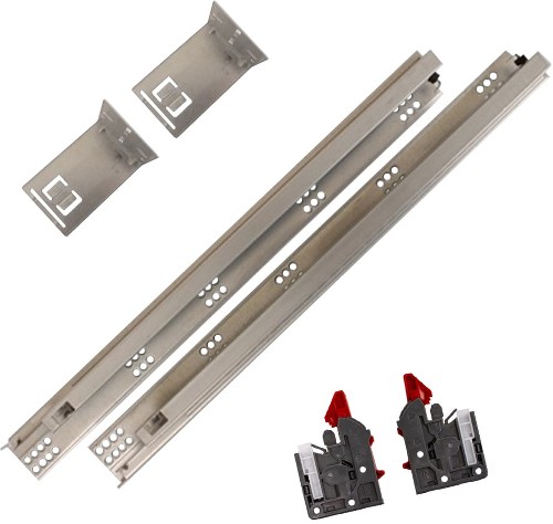 15-in Full extension Soft Close Self-Closing Side Mount Ball bearing 85-lb Load Capacity Heavy ...